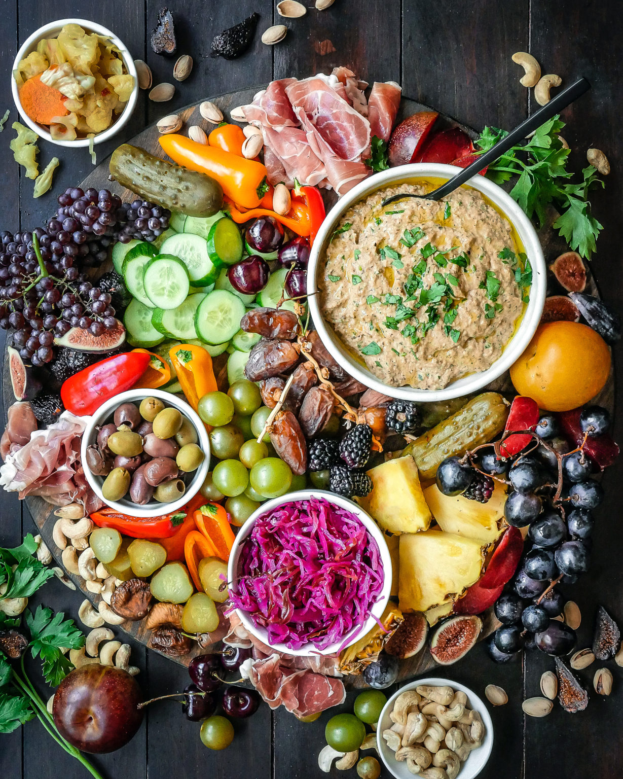 Whole30 Charcuterie Board with Lebanese-Inspired Baba Ganoush